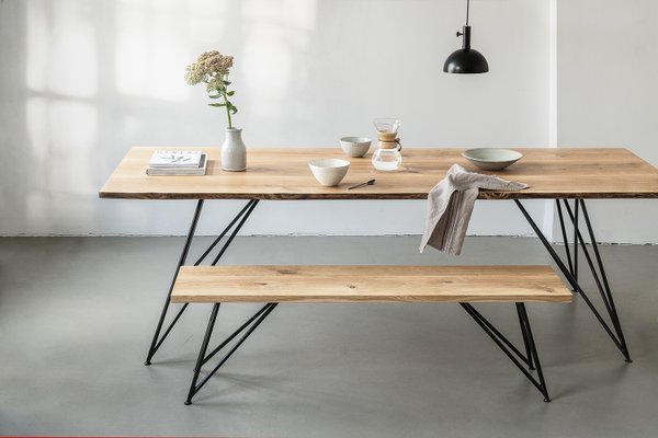Slim oak dining table store