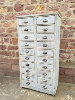 Industrial Wooden Filing Cabinet with 20 Drawers 1930s