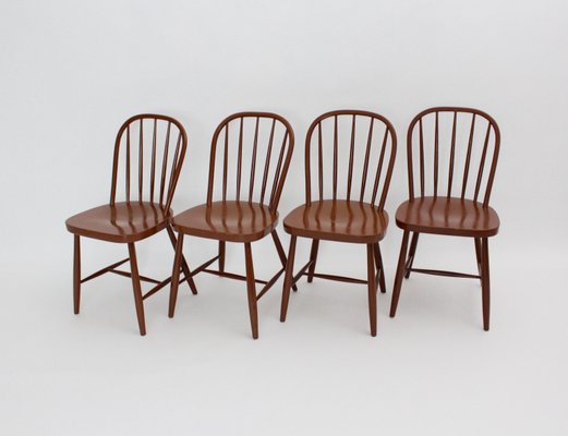 Art Deco Windsor Beech Dining Chairs from Thonet Mundus 1930s Set of 4