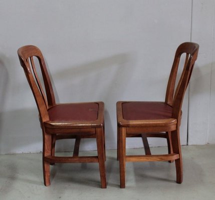 Vintage Solid Oak Dining Chairs Set of 4