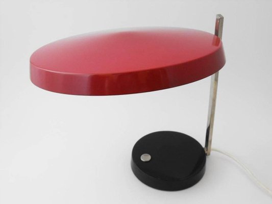 Red Chrome and Black Oslo Desk Lamp by Heinz Pfaender 1962 for sale at Pamono