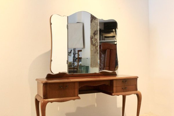 Dutch Mahogany Dressing Table with Mirror 1950s