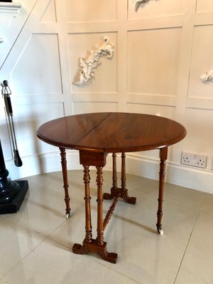 Victorian Walnut Antique Round Drop Leaf Table Victorian Round Drop ...