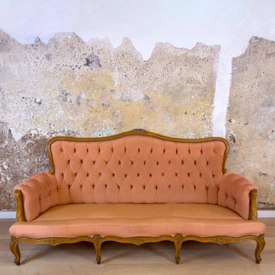 Spanish Neoclassical Upholstered Walnut Sofa 1930s