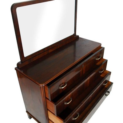 Art Deco Walnut Mirrored Dresser 1930s Set of 2