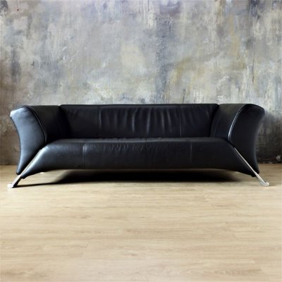 Black Leather 3 Seat Sofa by Rolf Benz 2000s for sale at Pamono