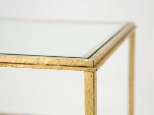 Gilded Wrought Iron End Table by Roger Thibier 1960s for sale at Pamono