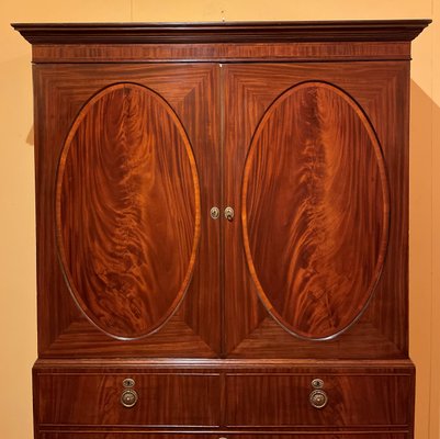 Antique Sheraton Mahogany Linen Press 18th Century