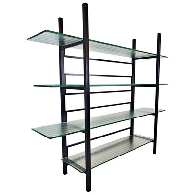 Metal etagere glass shelves store