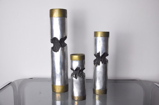 Brutalist Candle Holders by David Marshall Spain 1970s Set of 3