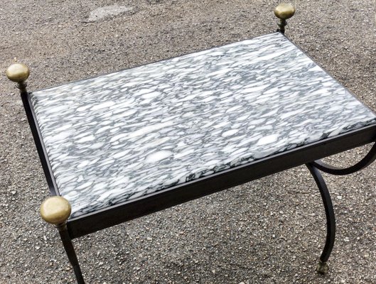 Coffee Table in Wrought Iron Marble Top Italy 1980s bei Pamono kaufen