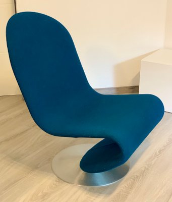 Turquoise Blue Model 1 2 3 Lounge Chair by Verner Panton for Fritz Hansen 1970s