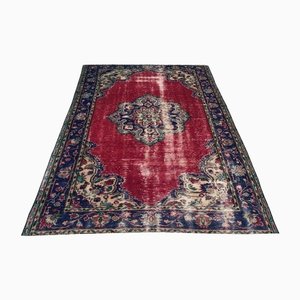 Vintage Red and Gray Oriental Patterned Rug for sale at Pamono