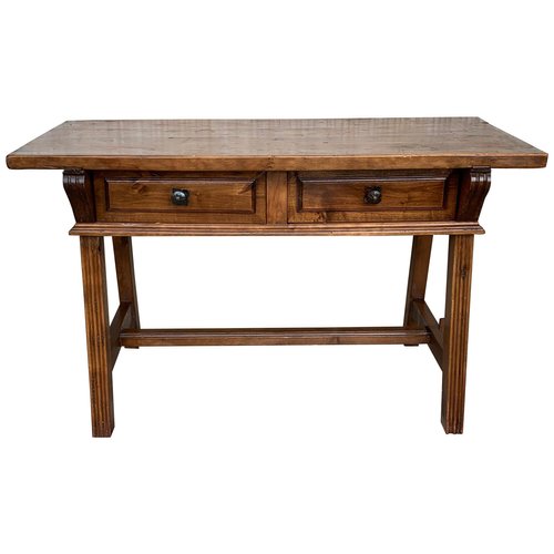 19th-Century Solid Oak Baroque Trestle Desk for sale at Pamono