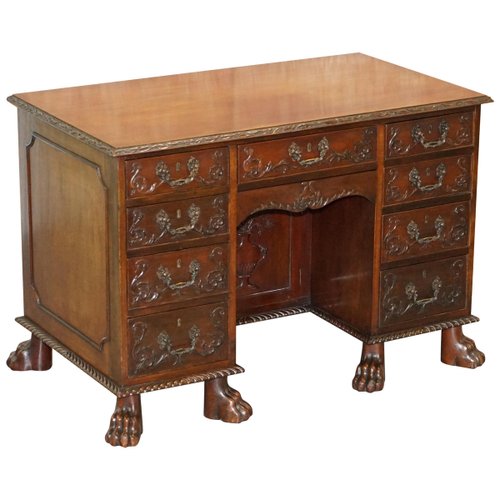 Antique Victorian Hand Carved Desk, 1850s for sale at Pamono