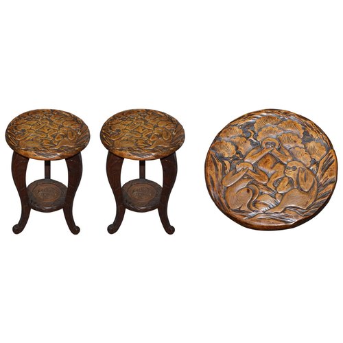 Carved Three Monkeys Side Tables from Liberty London, Set of 2 for sale ...