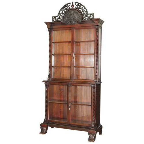 Victorian Hardwood Hand-Carved Wood Library Display Cabinet for sale at ...