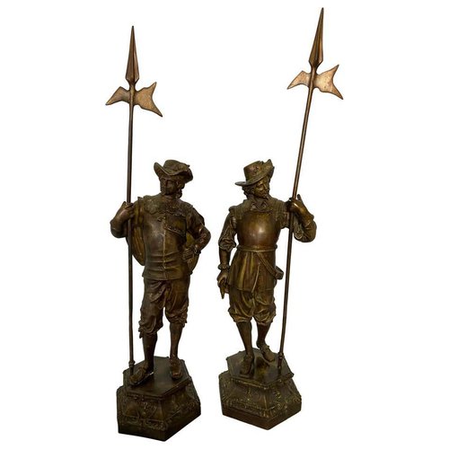 Bronze Cavalier Statues, 19th-Century, Set of 2 for sale at Pamono