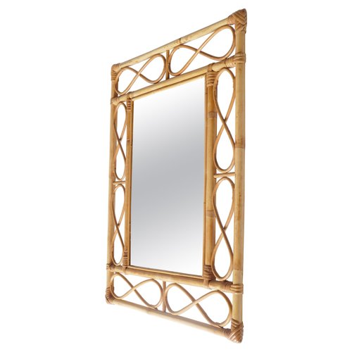 Rectangular Rattan Mirror, France, 1960s for sale at Pamono