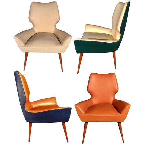 Mid Century Modern Chairs in the Style of Gio Ponti 1950s Set of 2
