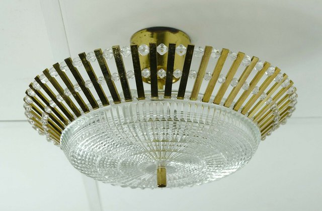 Mid-Century Hollywood Regency Deckenlampe aus Messing, Glas & Acrylglas von Christoph Palme für ...