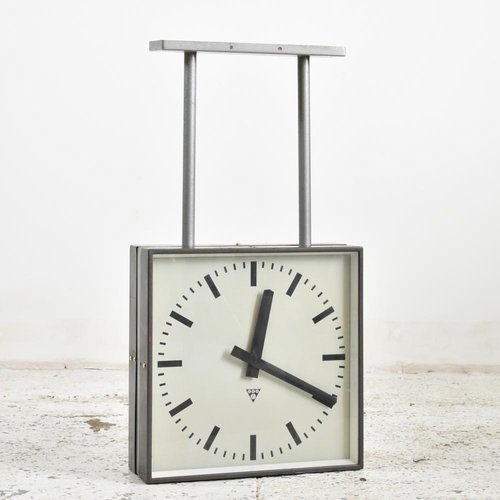 Large Double Sided Ceiling Clock from Pragotron for sale at Pamono