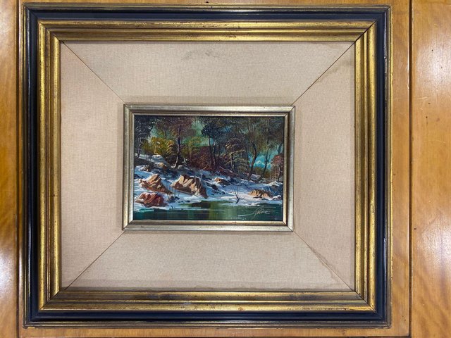 Manlio Favaro, Paesaggio, 1980s, Oil on Copper Tablet for sale at Pamono