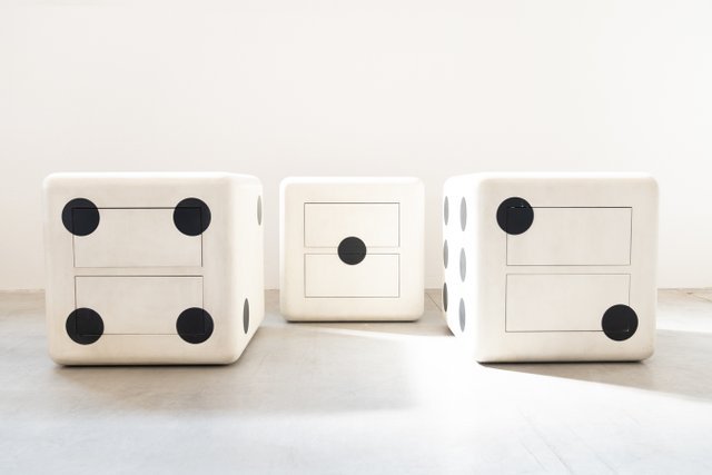 Nut Cube with Wheels and Two Drawers, 1980s, Set of 3 for sale at Pamono