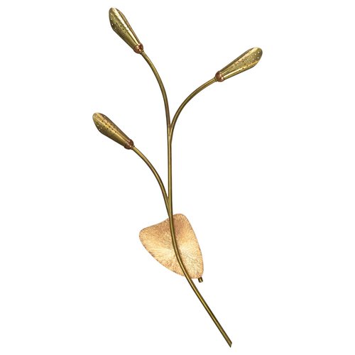 Mid-Century Modern Brass and Copper Cone-Shaped Three Light Wall Sconce ...