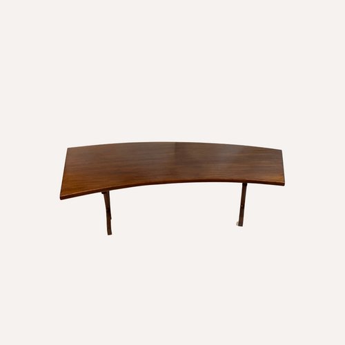 Teak Veneered Kidney Shaped Curved Coffee Table for sale at Pamono
