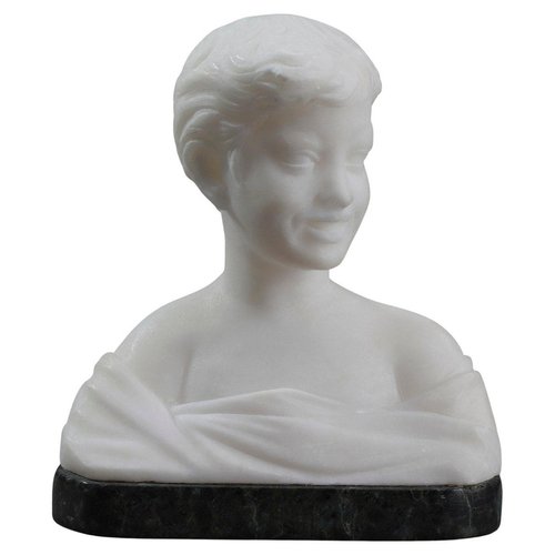 Small Alabaster Bust of Young Boy for sale at Pamono