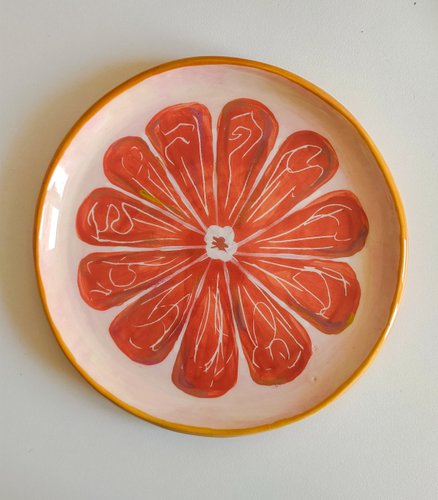 Fruit Collection Pink Grapefruit Plates by Federica Massimi, Set of 4 ...