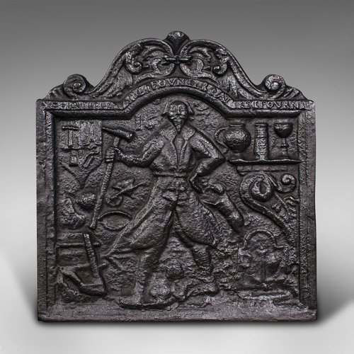 Antique English Cast Iron Relief Fire Back for sale at Pamono