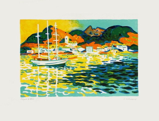 Guy Charon, Port au Soleil, 1975, Lithograph for sale at Pamono