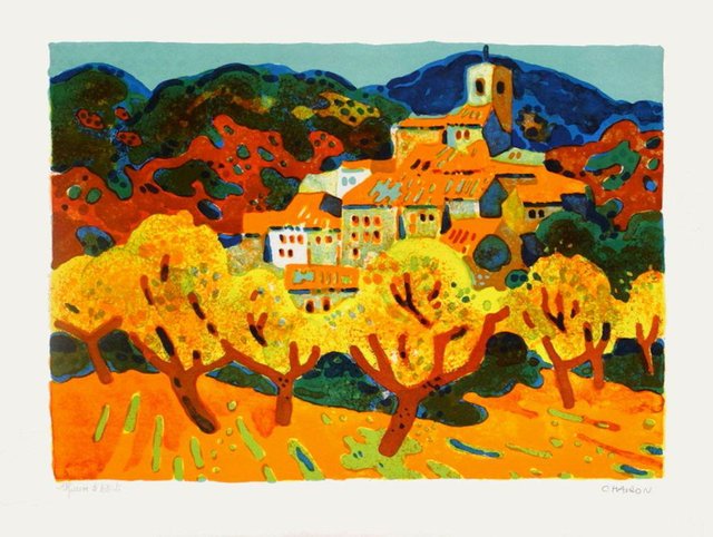 Guy Charon, Les amandiers, 1965, Lithograph for sale at Pamono