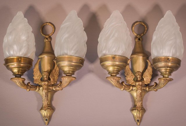 Classical Style Wall Lamps With Angels, Set of 2 for sale at Pamono