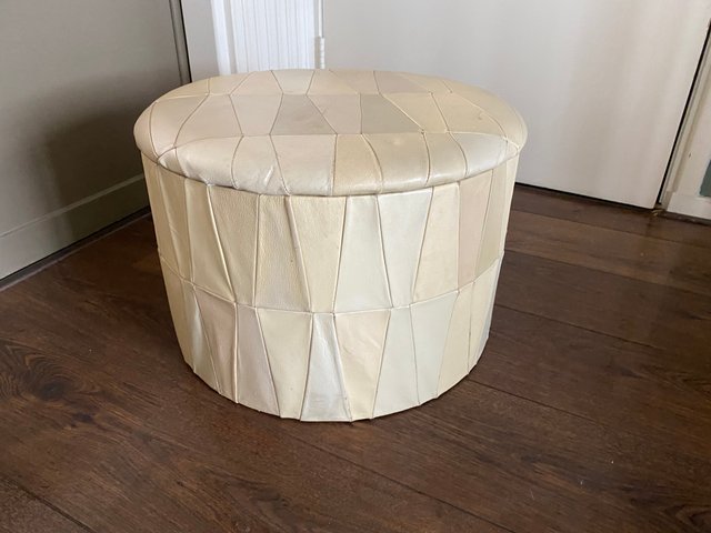 Vintage Leather Patchwork Footstool or Ottoman, 1960s for sale at Pamono