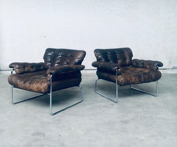 Mid-Century Modern Ledersessel, 1960er, 2er Set bei Pamono kaufen