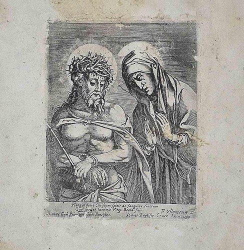 Jesus and Virgin Mary, Original Lithograph, 18th-Century for sale at Pamono