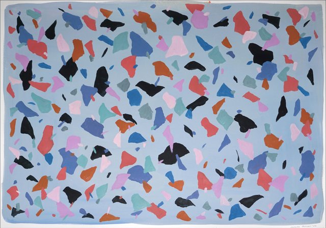 Natalia Roman, Graublauer Terrazzo, 2022, Acryl auf Aquarellpapier bei Pamono kaufen