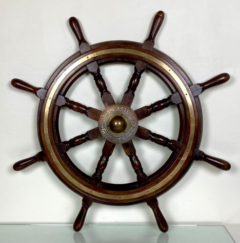 Antique Ship's Steering Wheel in Teak from John Hastie, 20th Century ...