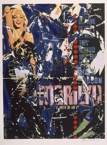 Mimmo Rotella, Marilyn, 1998, Serigrafía y Collage en venta en Pamono