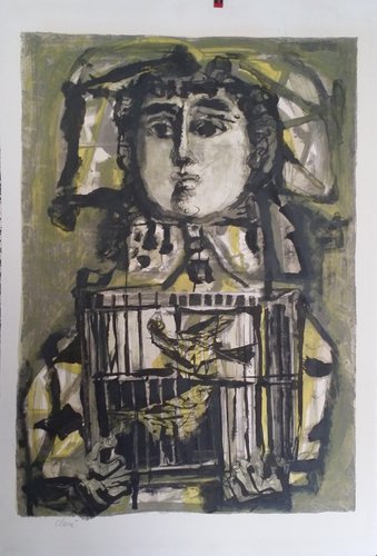 Antoni Clave, Kind mit Käfig, 1950, Original Lithographie bei Pamono kaufen