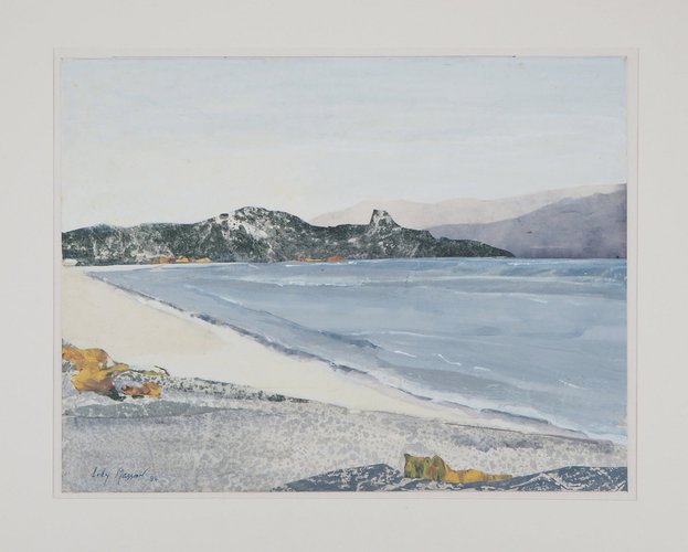 Lily Masson, The Long Beach, 1984, Tempera Drawing and Collage for sale ...