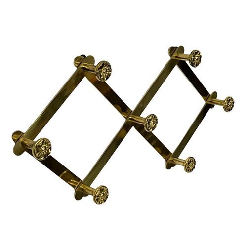 Italian Extendable Brass Coat Rack with Floral Knobs for sale at Pamono