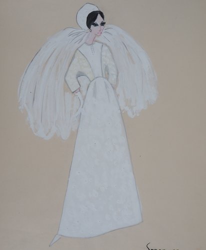 Serge Pons: Brautkleid, Original Aquarell bei Pamono kaufen