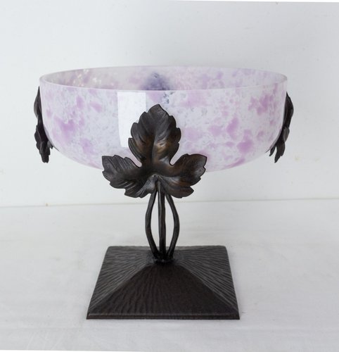 Art Deco French Iron & Colored Glass Center Piece, 1930 for sale at Pamono