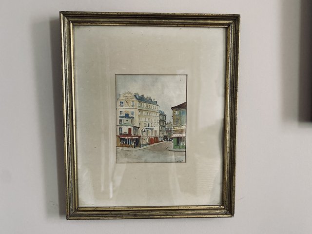 A. Paly, Parisian Street Scene with Berlin Bar, Watercolor, Framed for ...