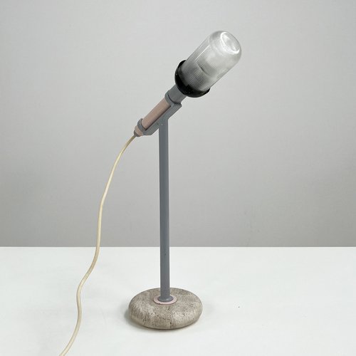 Pinke Tischlampe aus Metall & Granit, 1980er bei Pamono kaufen