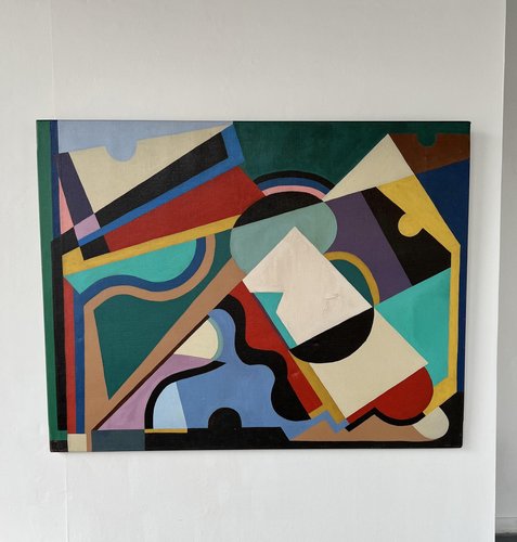 Große abstrakte Gemälde, Öl auf Leinwand bei Pamono kaufen